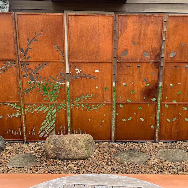 Privacy Screens, Tree & Falling Leaves, Large Garden Décor, Patio ...