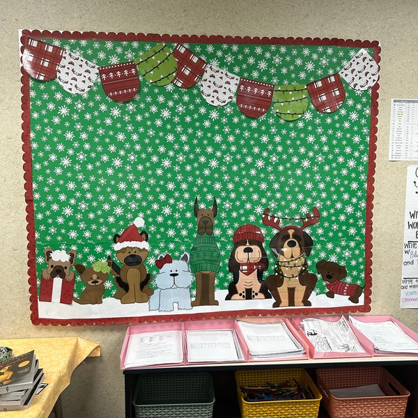 Christmas Pups - Christmas - December Bulletin Board Kit - Etsy