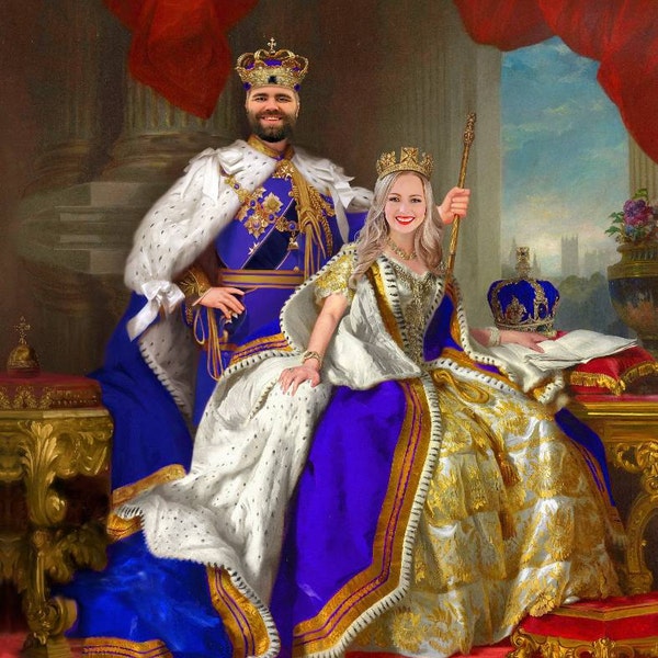 Royal Portrait, Custom Couples Portrait From Photo, Personalized Couple ...