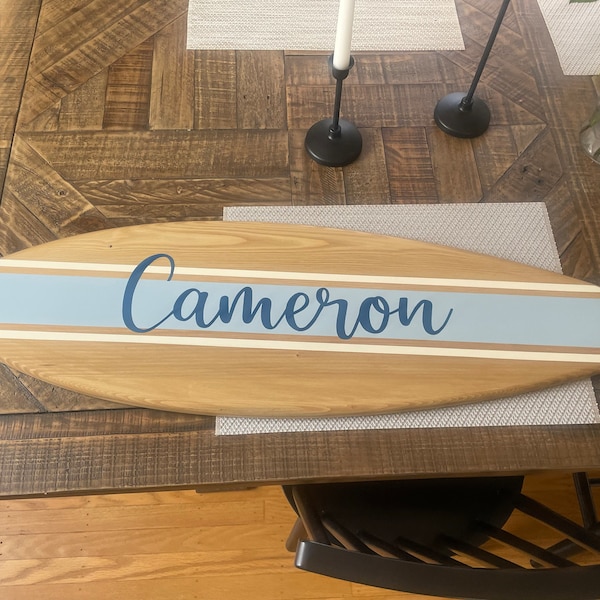 Personalized Surfboard Name Sign - Handcrafted Wood Surfboard Wall Art ...