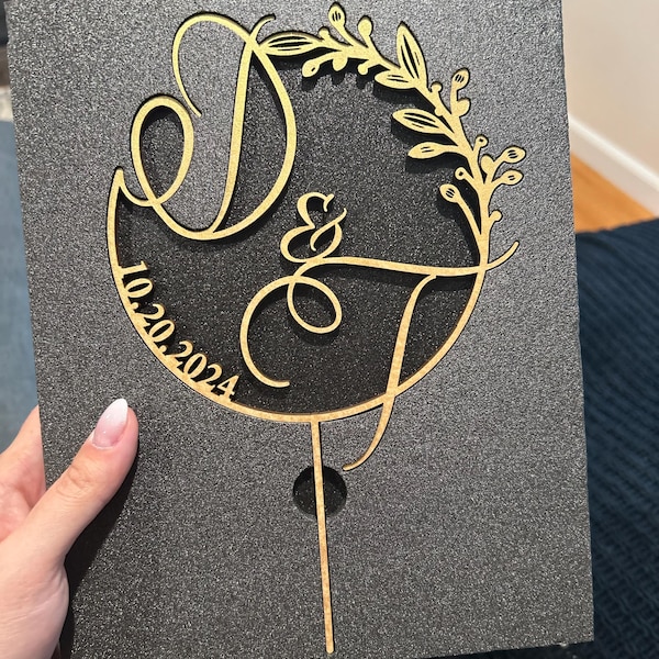 Custom Initial Wedding Cake Toppers, Gold Cake Topper for Wedding ...