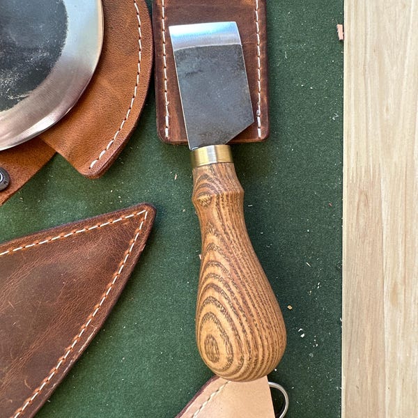 Curved Adze With Leather Case. Wood Carving Tool. Camping Axe ...