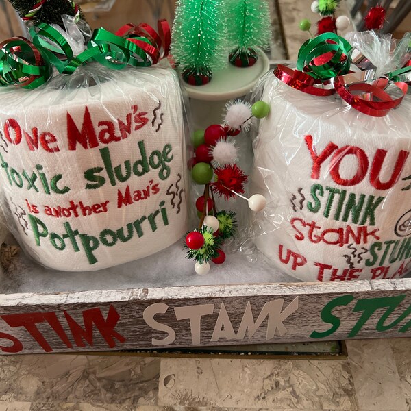Grinch Embroidered Toilet Paper, Christmas Toilet Paper Gift - Etsy