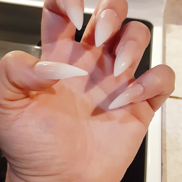 Instant Luxury Acrylic Press on Nails- Acrylic Ombre | Medium Stiletto ...