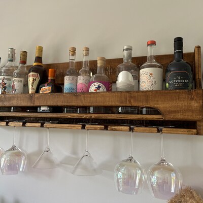 100cm Floating Home Bar/ Wine or Spirit Rack Jacobean Wax - Etsy UK