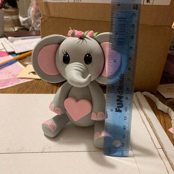Gray Pink Elephant, Floral Elephant Cake Topper, Elephant Flower Crown ...