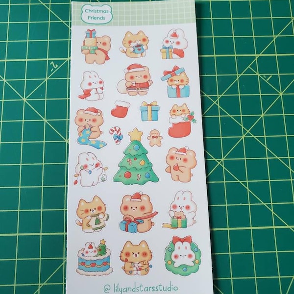 Christmas Friends Sticker Sheet • Kawaii Holiday Matte Stickers - Etsy
