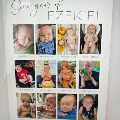 Printable Baby's First Year Poster Template, Modern 1st Birthday Photo ...