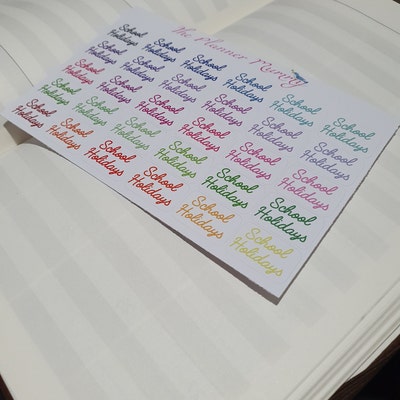 30 X School Holiday Reminder Stickers Planner Diary Calendar Rainbow ...