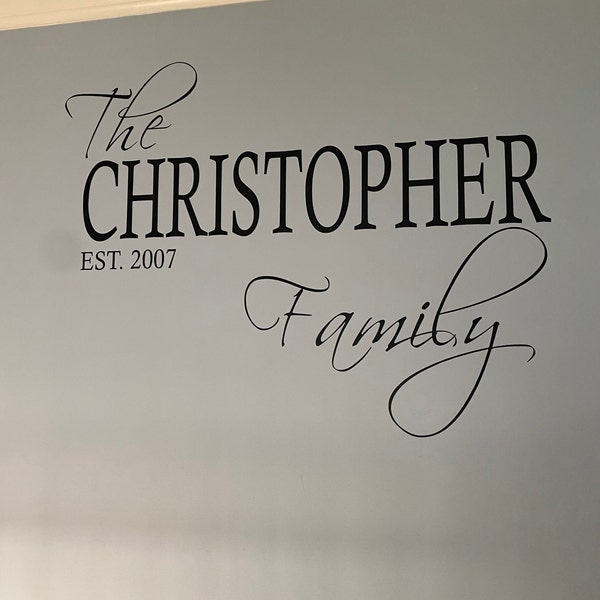 Personalized Family Name Wall Decal - Custom Family Name Vinyl Wall ...