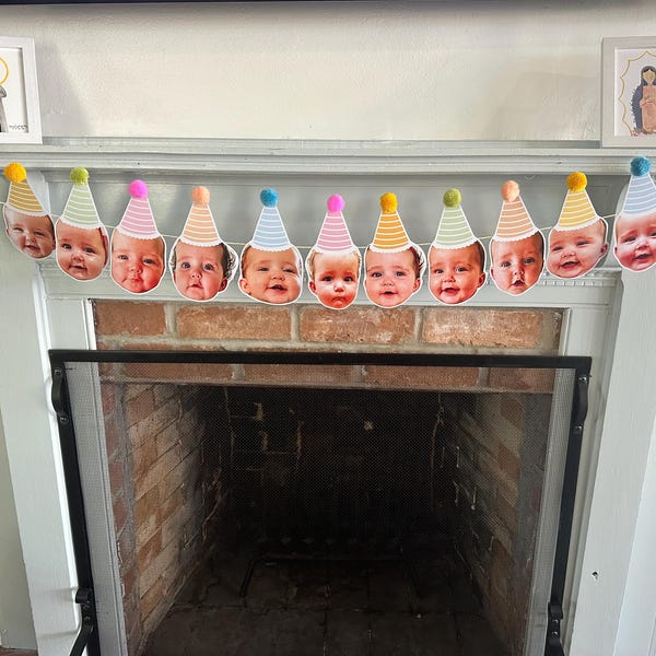 Custom Photo Face Banner, Baby Face Birthday Garland, Head Garland ...