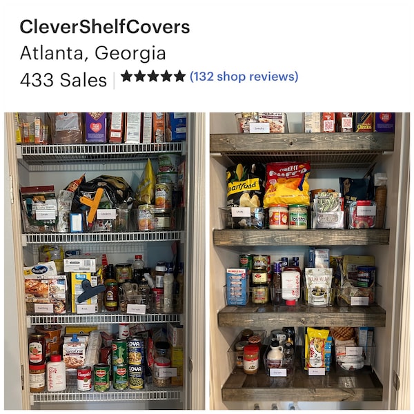 Custom Rustic Gray Wood Shelf Metal Wire Rack Cover Pantry Kitchen Home ...