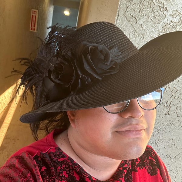 Black Gothic Mourning Funeral Hat Ostrich Feather, Black Victorian Tea ...