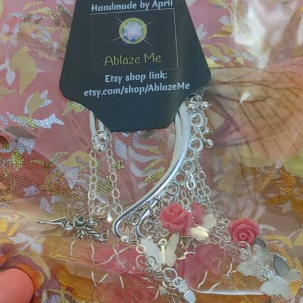 Black Quartz Raven Moon Ear Cuff, Bird Skull Ear Cuff, Gothic Ear Cuff ...