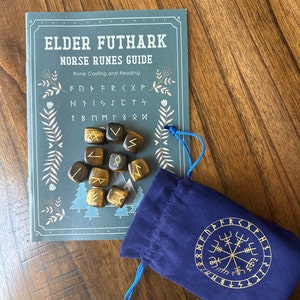 Rune Stones Gift Set Includes 21 Page Guide Book and Free Satin Lined ...