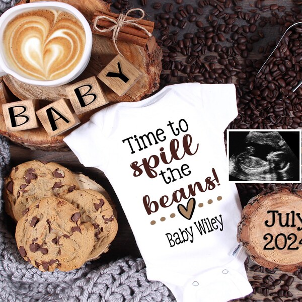 Time to Spill the Beans Digital Pregnancy Announcement | Coffee Social ...