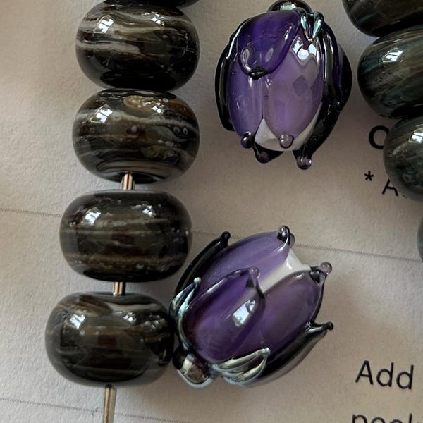 White and Blue Bumpy Handmade Lampwork Glass Focal Beads - Etsy