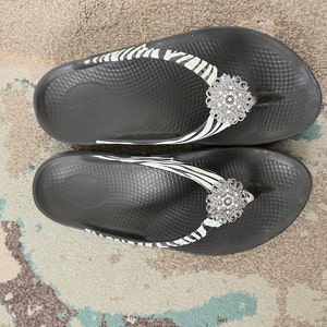 Bridal Flip Flop Clips, Wedding Accessories, White Sequin Flowers ...