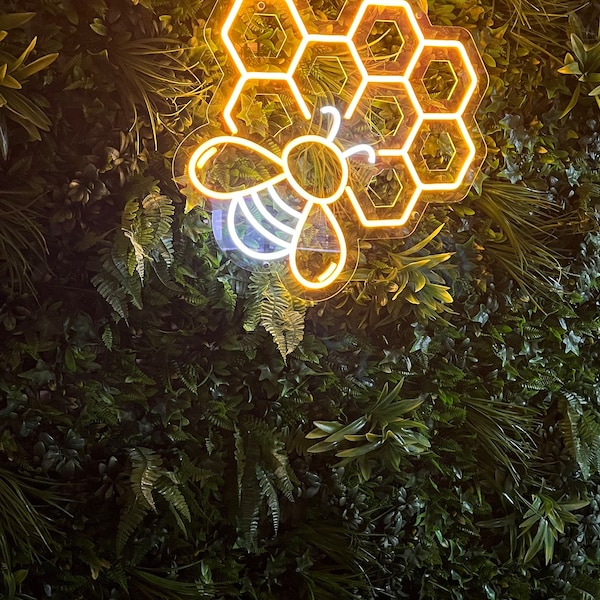 Honeycomb Neon Sign, Bee Led Neon Light, Honey Bee Led Night Light up ...