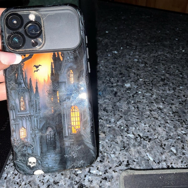 Black Dark Haunted House Phone Case: Gothic Halloween Horror Cover ...