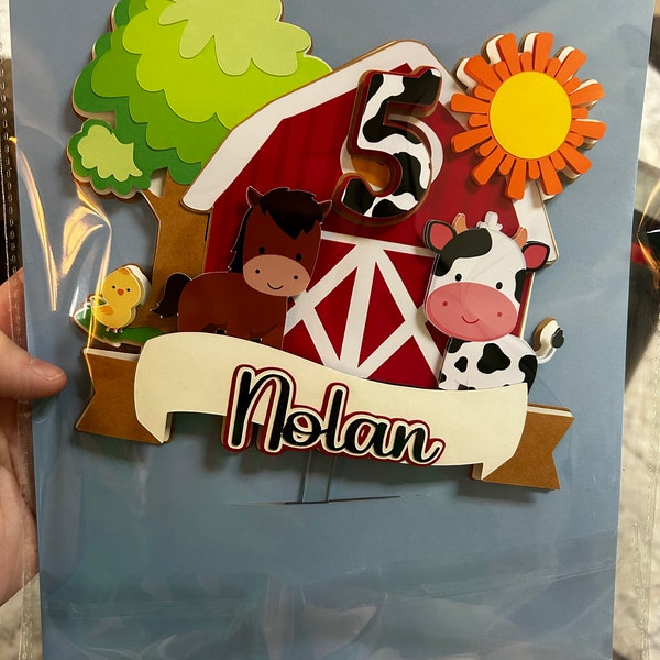 Farm Cake Topper, Farm Birthday Decor, Barn Cake Topper. - Etsy