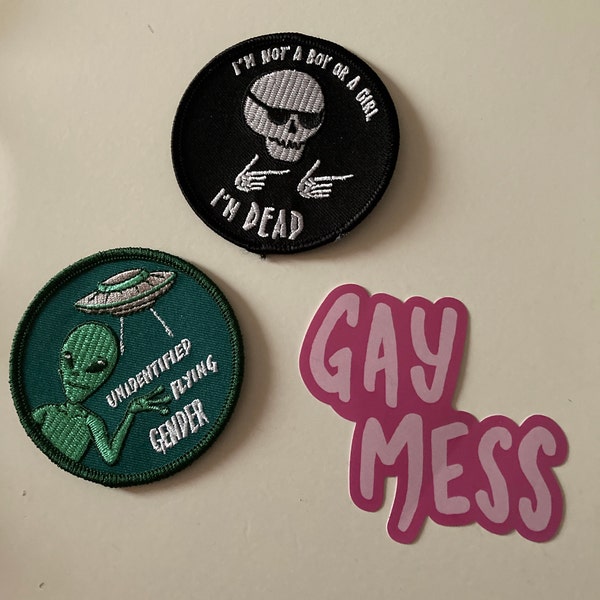 I'm Not A Boy or A Girl, I'm Dead Patch - 3" Iron on Embroidered Patch ...