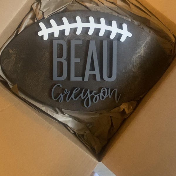 Football Name Sign | 18-36" Diameter | Round Sign | Child Baby Name ...