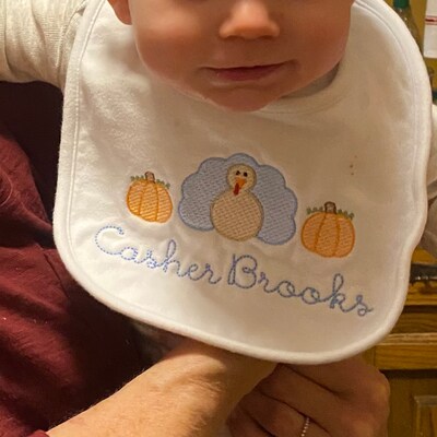 Personalized Thanksgiving Bib / Turkey Bib / Boy Pumpkin Bib / - Etsy