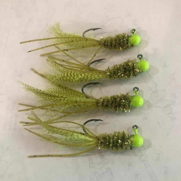 3 Pk Chartreuse & Blue Ice Round Head Jigs - Etsy
