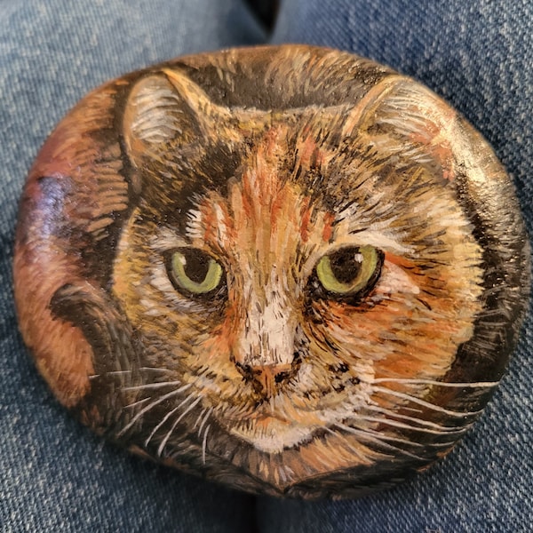 Custom Cat Portrait Rock: Hand-painted Pet Memorial Stone, Personalised ...