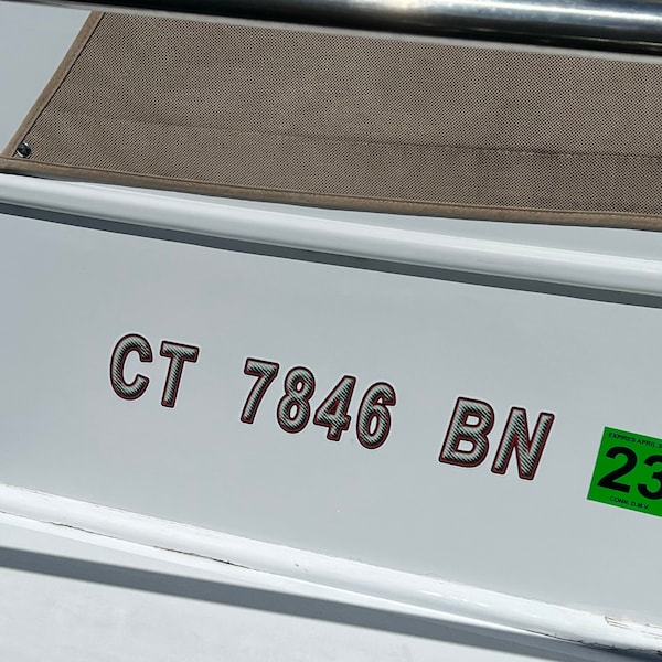 Black Carbon Red Registration Numbers and Letters Decals Vinyl Names ...