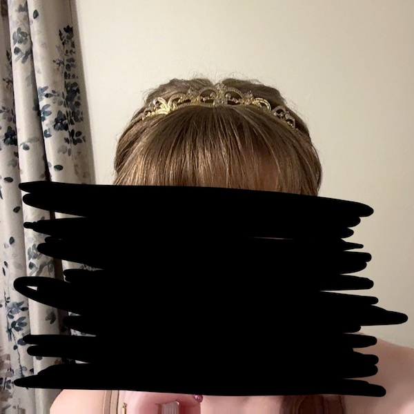 Fiona's Tiara in Gold Color Metal & Clear Crystal Faux Diamond Details ...