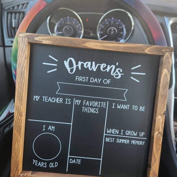 First Day of School Chalkboard Personalized Framed Double Sided First ...