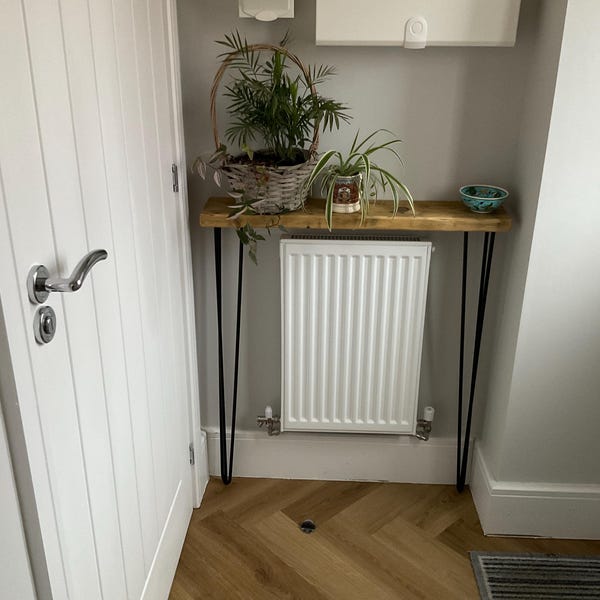 Rustic Radiator Cover With Hairpin Legs | Radiator Shelf - Etsy UK