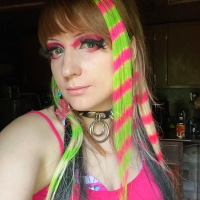 Black and Green Coontail Scene Queen Kid Emo Rave Goth Clip in - Etsy