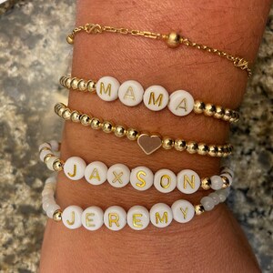 Personalized Word Bracelet Kids Name Bracelet Stacking Mama - Etsy