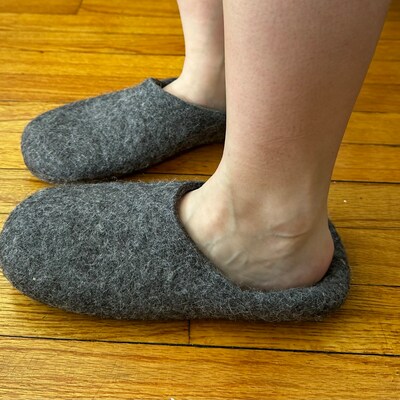 Eco Friendly Natural Grey Color Handmade Felted Open Back Slide ...