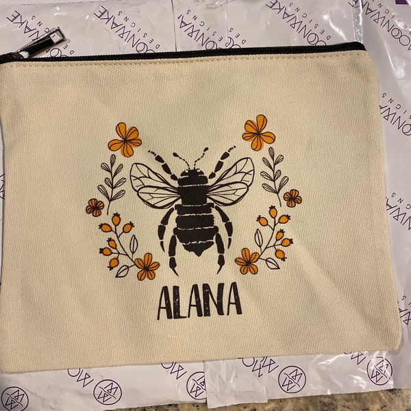 Personalized Makeup Bag, Bee Makeup Bag, Honey Bee Makeup Bag, Bridal ...