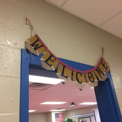 Back to School Pencil Welcome Burlap Banner - Etsy