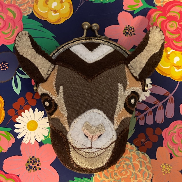 Goat Purse, Goat Coin Purse, Purse, Felt Goat Metal Frame Kisslock Coin ...