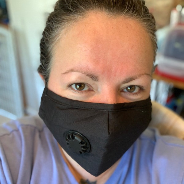 Vented Mask With Respirator and Filter, Reusable Washable Cotton Mask ...