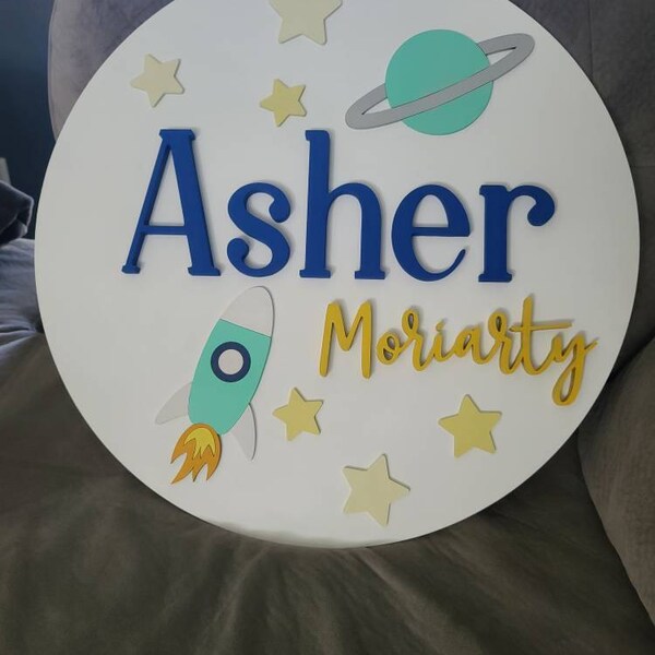 Space Name Sign, Space Wall Art, Nursery Name Sign, Outer Space Decor ...