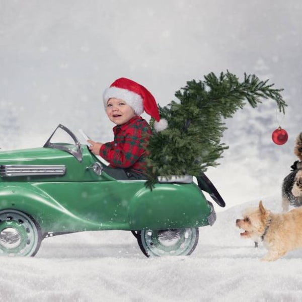 LAYERED Christmas Car Background for Photography Composites / Winter ...
