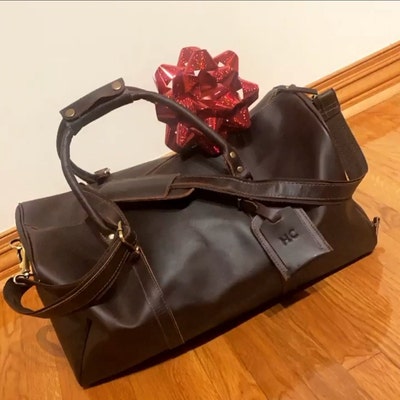 Fathers Day Gift for Dad, Leather Duffle Bag, Large Travel Bag, Mens ...