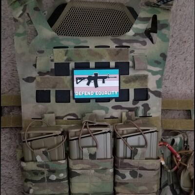 AR-15 Defend Equality Trans Pride Flag and Rifle PVC Patch With Hook ...