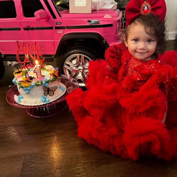 Red Toddler Prom Dress With Train, Puffy Girl Dress, Kids Prom Dress ...