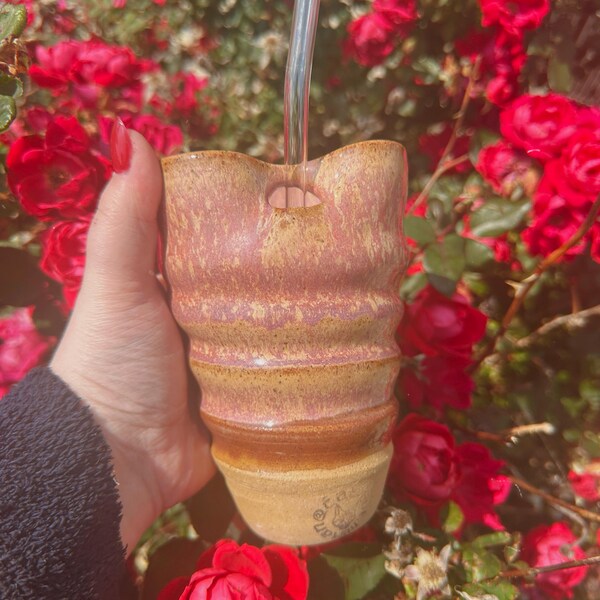 Handmade Ceramic “sip & Slurp” Ramen Bowl With Built-in Straw - Black ...