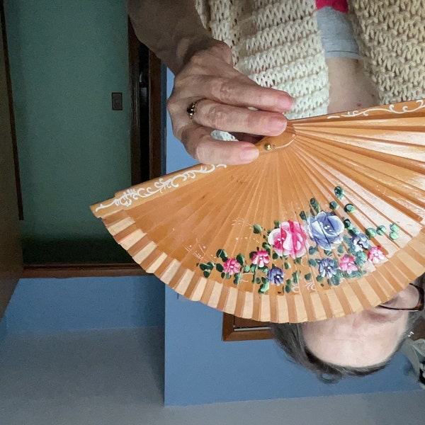 F-0004 - Wooden Hand Painted Hand Fan - Georgian Fan, Regency Fan ...