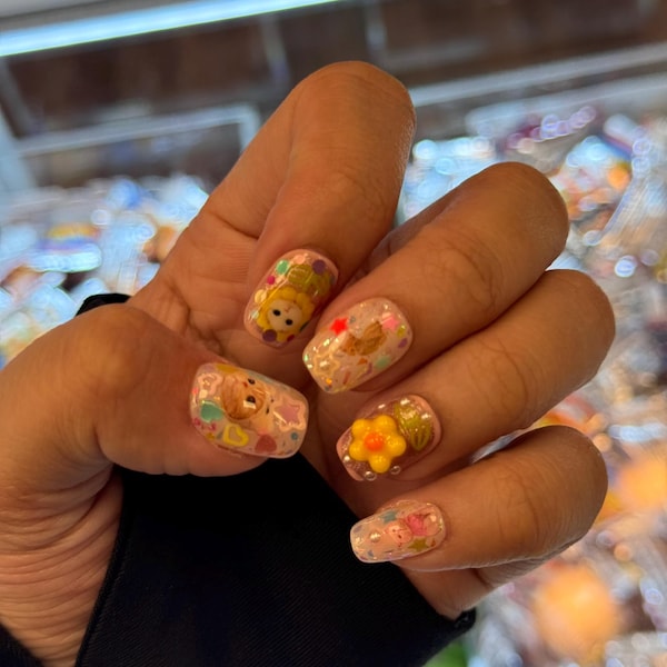 114 chicken Wings Kawaii Cute Chicks Egg Flowers Press on Nails Custom ...