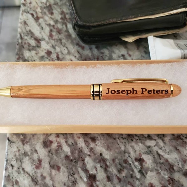 PERSONALIZED Exotic NATURAL Wood Pen, Engraved Wooden Pens, Rosewood ...